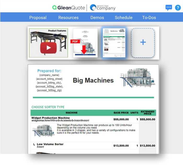 GleanQuote - Sales Quoting Software, Proposal Software and CPQ Software